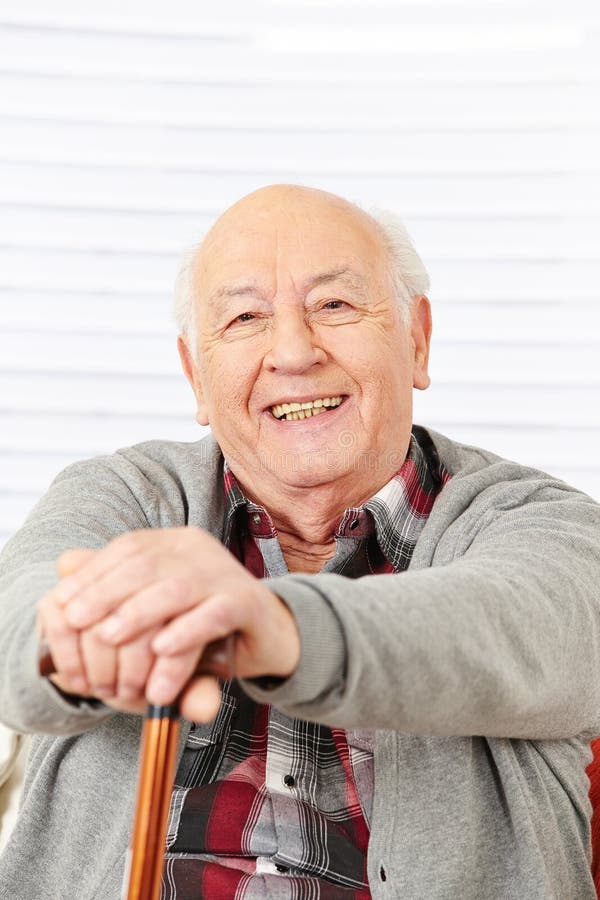 Happy senior man with cane stock image. Image of happy - 36508015