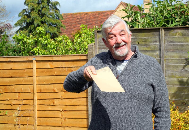 Brown Envelope with Card Isolated on White Background Stock Photo ...