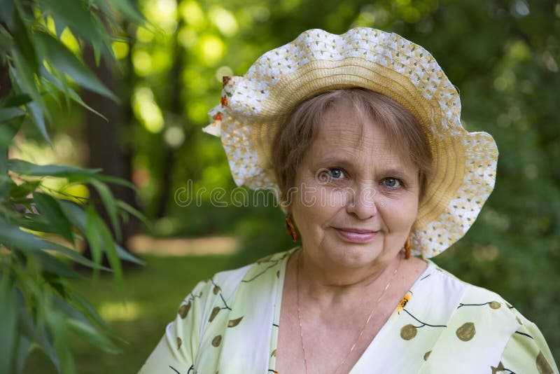 Happy Senior Pensioner in Hat Having Fun Outdoors Stock Image - Image ...