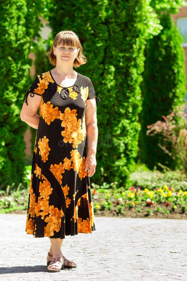 Happy Senior Woman Walk in Park Stock Image - Image of love, older ...