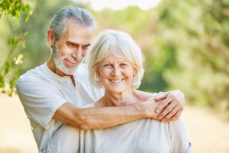 Happy Seniors in Love Hugging Stock Image - Image of nature, elderly ...