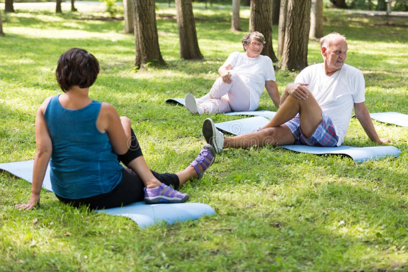 Happy Seniors Working Out in a Park Stock Photo - Image of wellbeing ... Happy Seniors Working Out in a Park Stock Photo - Image of wellbeing ...