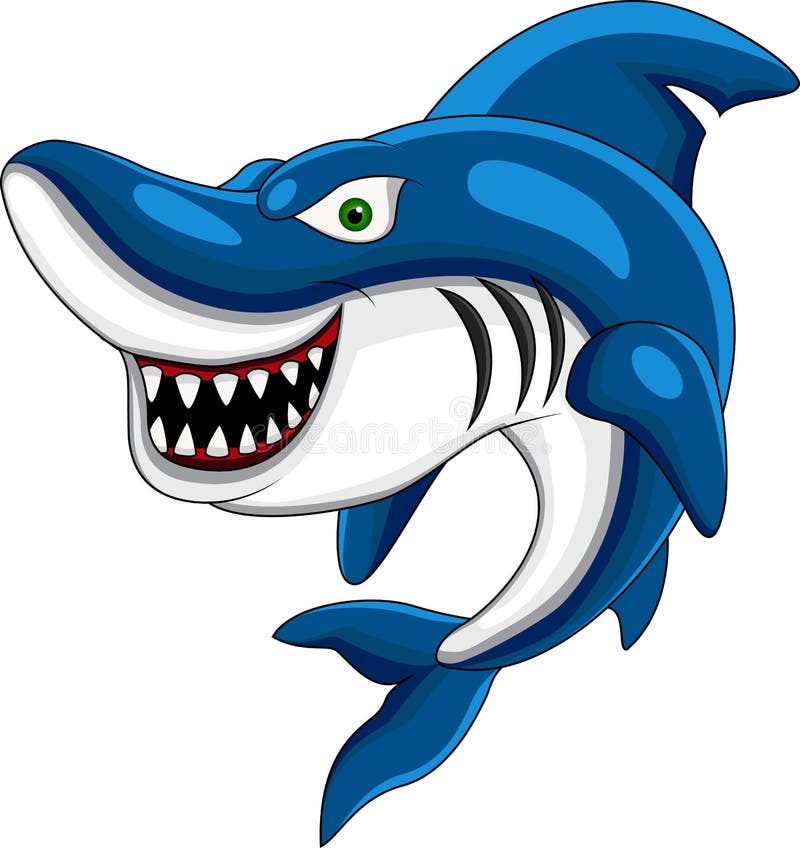 Happy shark cartoon stock illustration. Illustration of cartoon - 27220571
