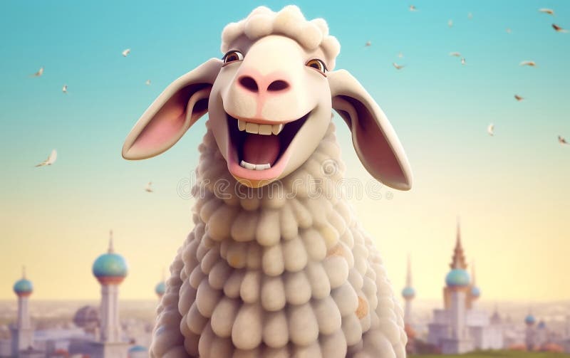 A Happy Sheep on Eid Day, Eid Al Adha, Eid Post, Generative Ai Stock ...
