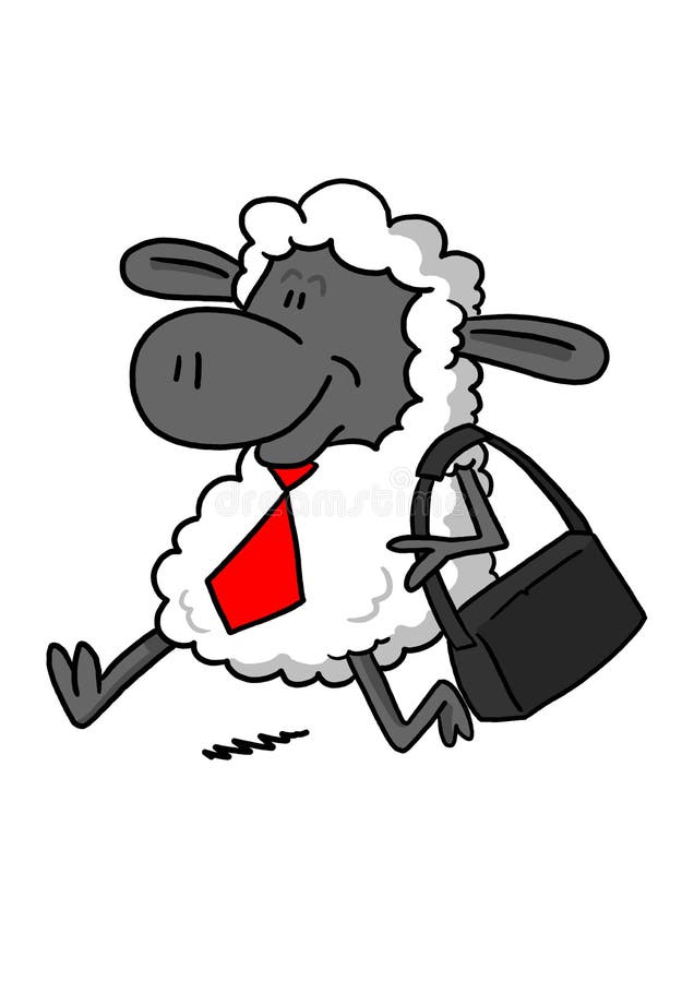 Happy sheep going to work stock illustration. Illustration of monday ...
