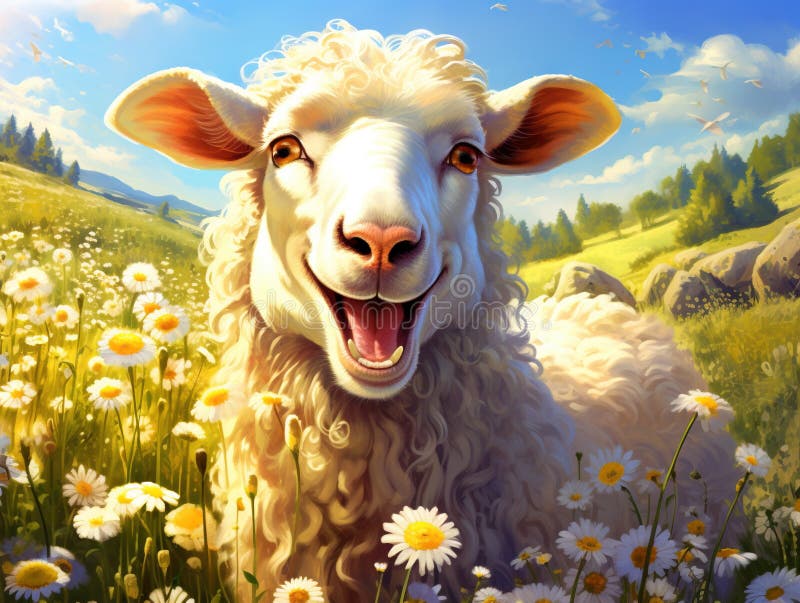 Happy Sheep Made with Generative AI Illustration Stock Illustration ...