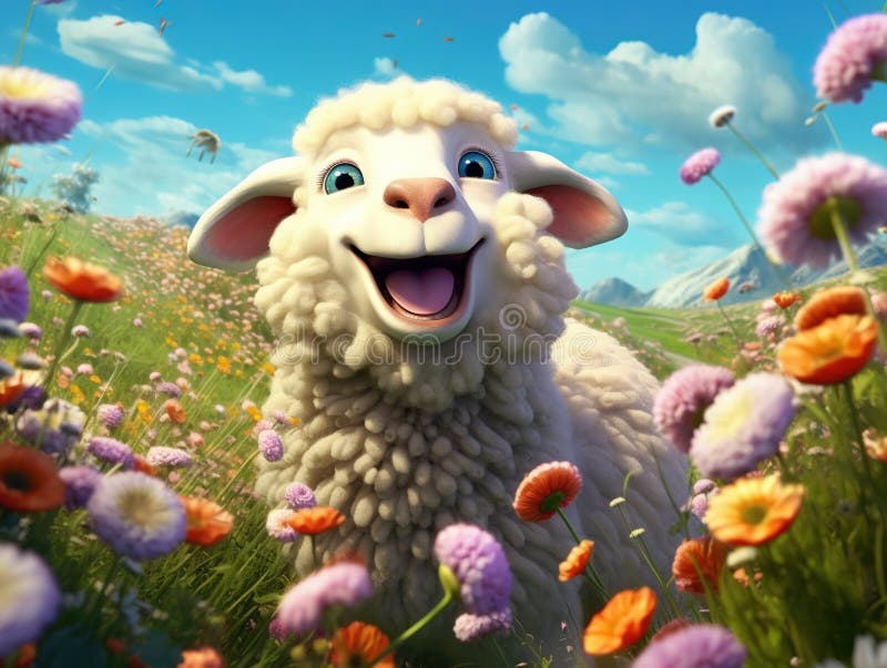 Happy Sheep Made with Generative AI Illustration Stock Illustration ...