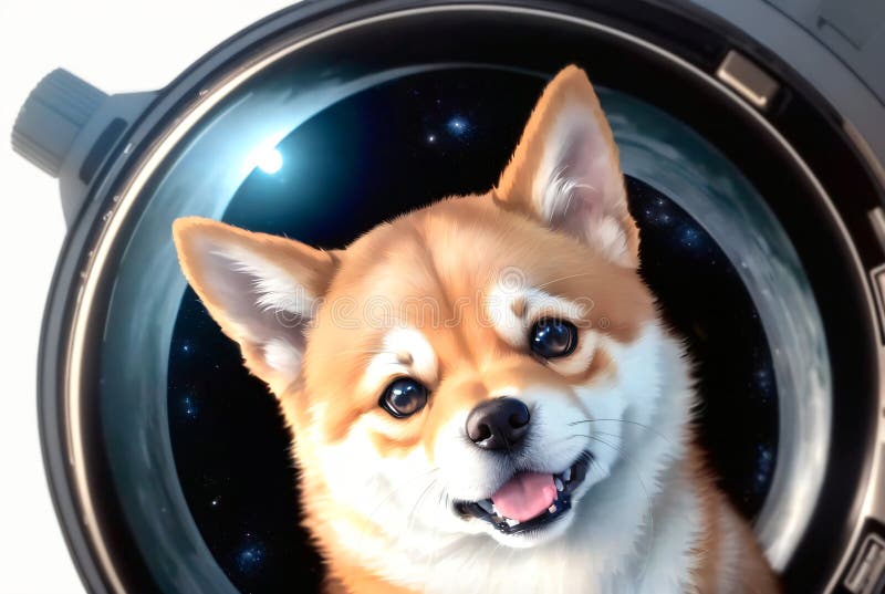Happy Shiba Inu Dog in Space Stock Illustration - Illustration of ...