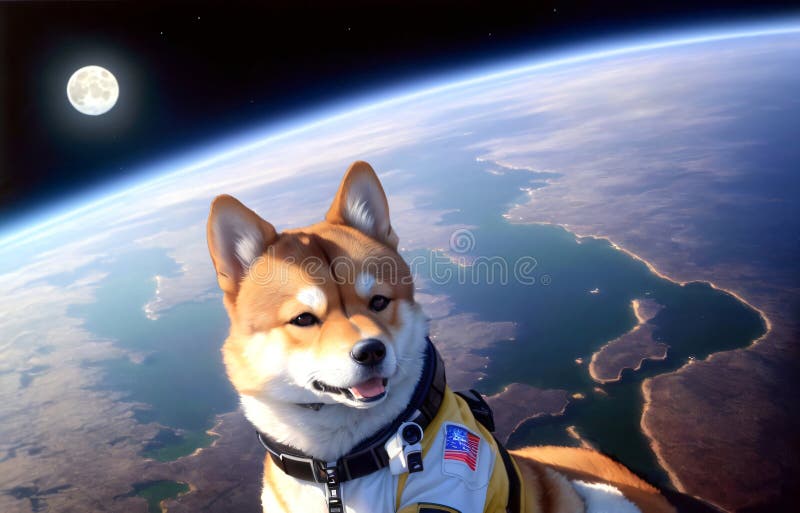 Happy Shiba Inu Dog in Space Stock Illustration - Illustration of ...