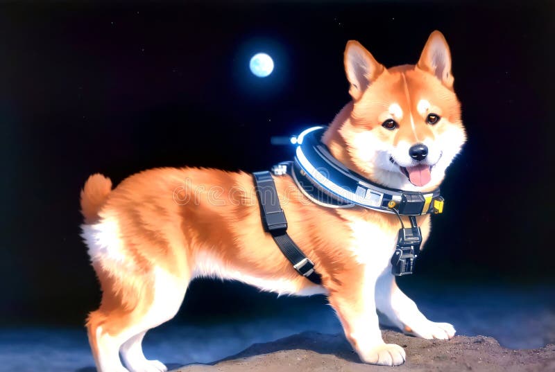 Happy Shiba Inu Dog in Space Stock Illustration - Illustration of ...