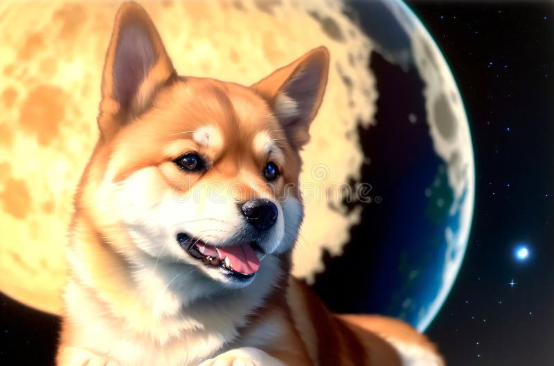 Happy Shiba Inu Dog in Space Stock Illustration - Illustration of ...