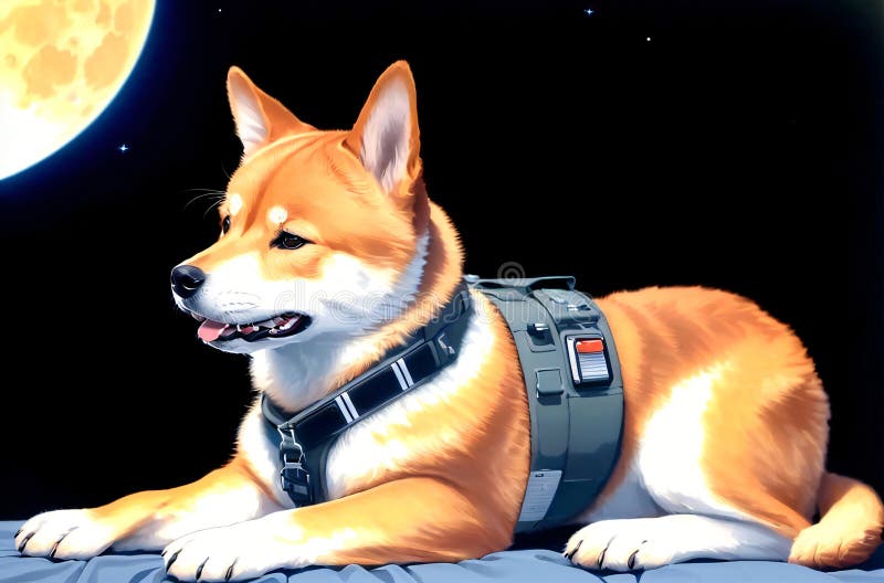 Happy Shiba Inu Dog in Space Stock Illustration - Illustration of ...