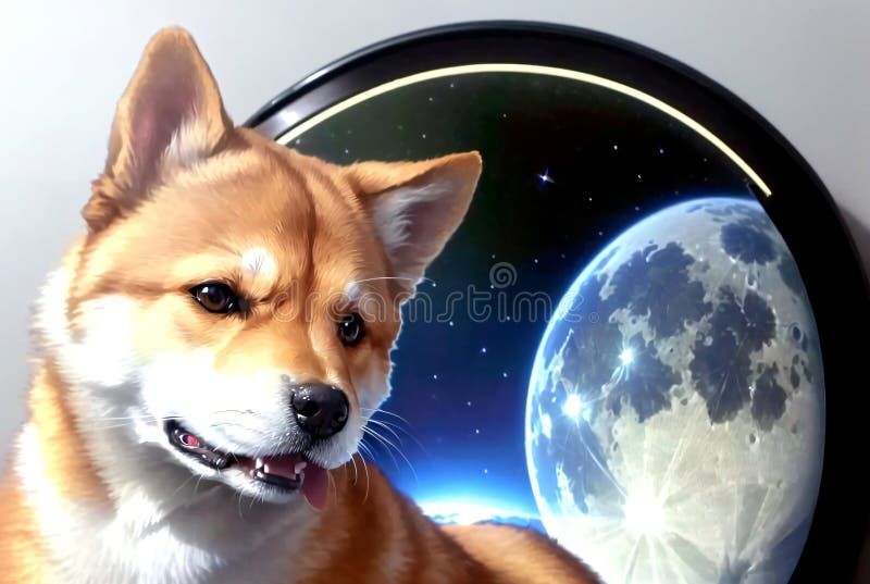 Happy Shiba Inu Dog in Space Stock Illustration - Illustration of ...