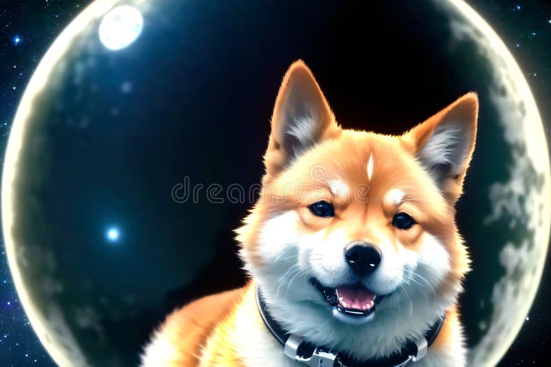 Happy Shiba Inu Dog in Space Stock Image - Image of excitement, fantasy ...