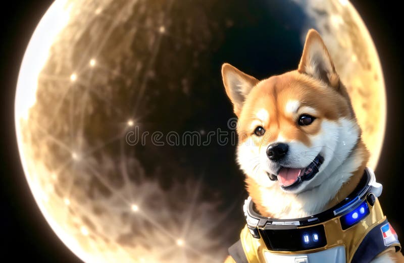 Happy Shiba Inu Dog in Space Stock Illustration - Illustration of ...