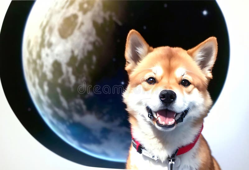 Happy Shiba Inu Dog in Space Stock Photo - Image of canine, happy ...