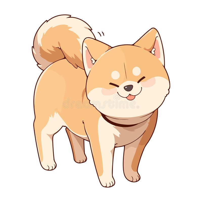 Happy Shiba Inu Puppy Walking Forward. Stock Vector - Illustration of ...