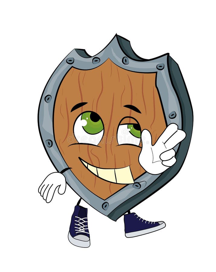 Happy Shield cartoon stock illustration. Illustration of cheerful ...