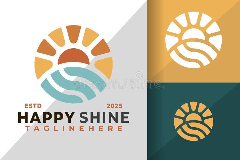 Happy Shine Sun Logo Icon Vector Design Illustration Stock Vector ...