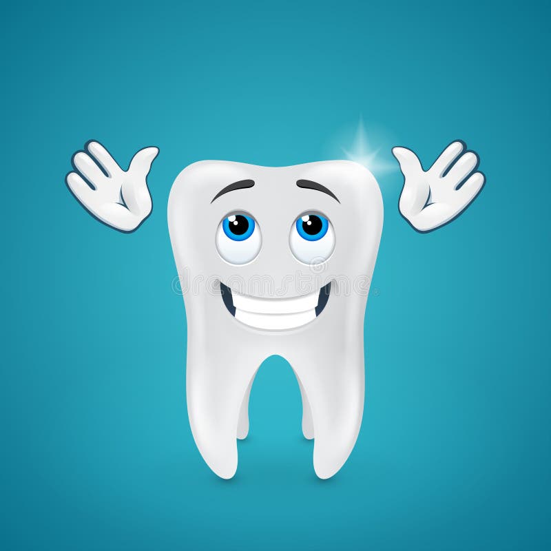 Happy Shiny Tooth Hands Raised Looking Up Stock Illustration ...