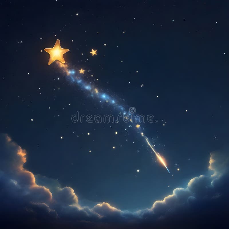 Happy Shooting Star in the Night Sky. Make a Wish Stock Illustration ...