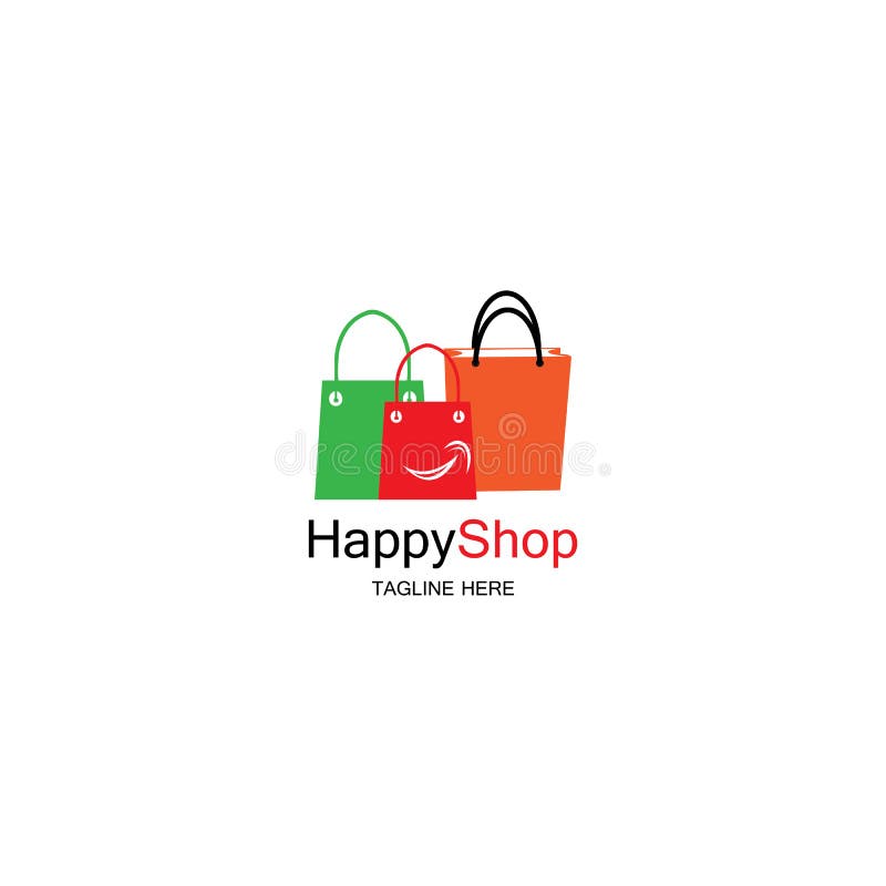 Happy Shop Logo Design Template Stock Vector - Illustration of market ...