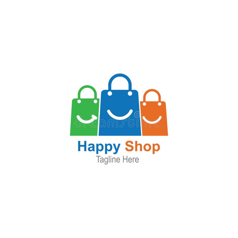 Happy Shop Logo Template Design Vector. Stock Vector - Illustration of ...