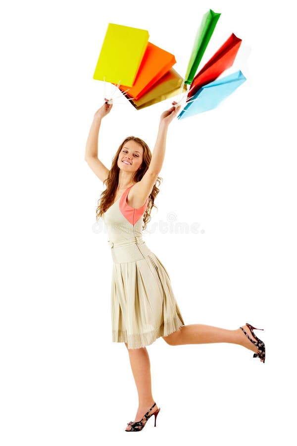 Happy shopper stock photo. Image of female, buyer, handbag - 16434852