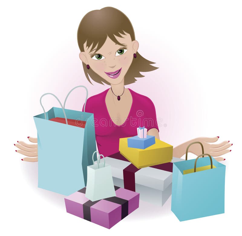 Happy Shopper stock vector. Illustration of present, cheerful - 19365843