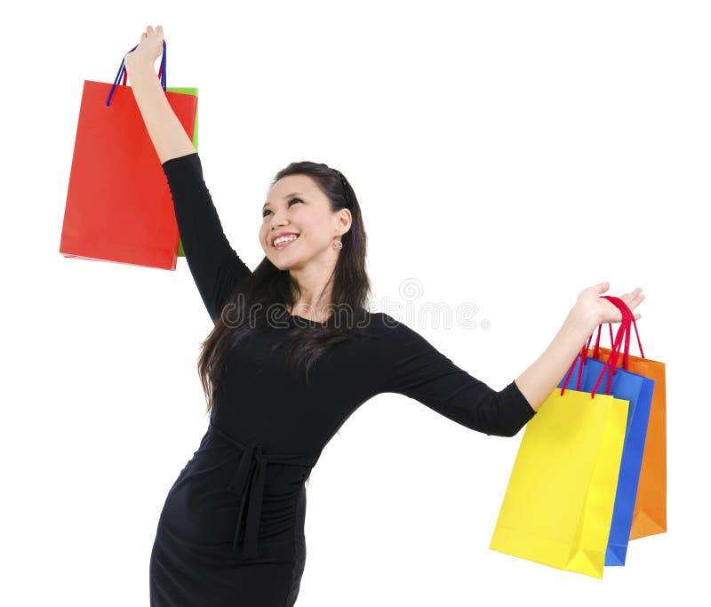 Shopper Woman Holding Shopping Bags Stock Photo - Image of caucasian ...