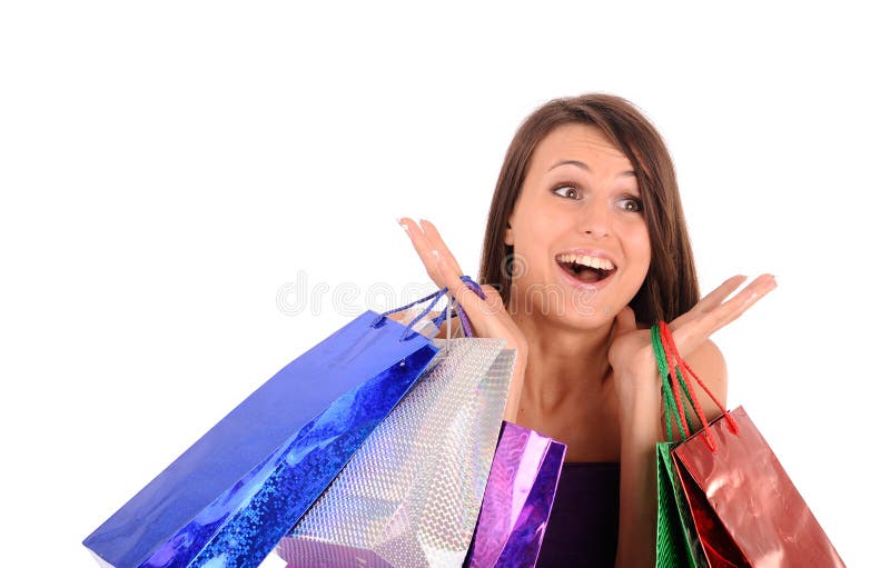 Happy shopping stock image. Image of model, mall, clothes - 12482579