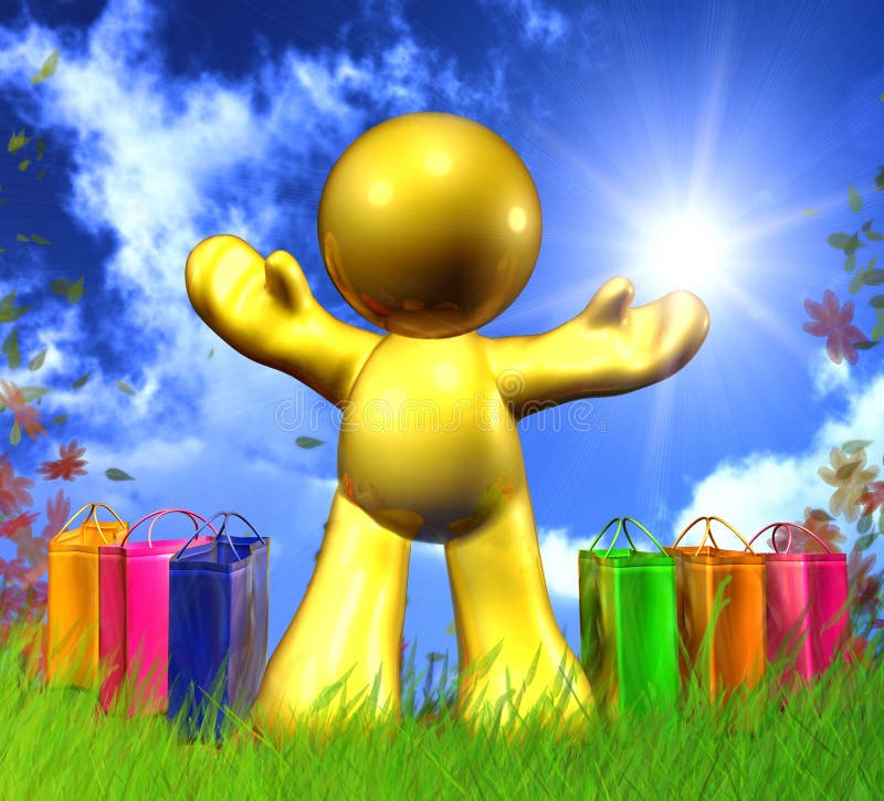 Happy shopping icon stock illustration. Illustration of tiny - 9359216