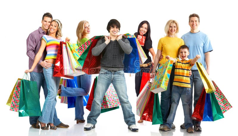 People Group Happy with Colored Bags Stock Image - Image of lady ...