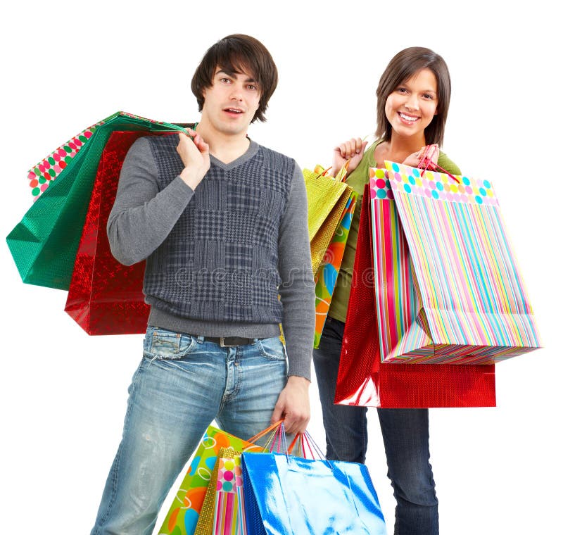 Happy shopping people stock image. Image of customer - 10620589