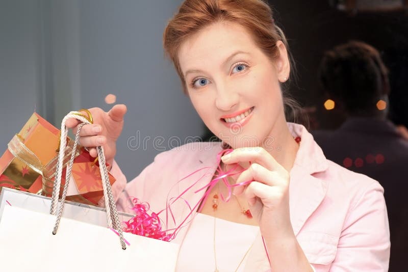 Happy shopping woman stock image. Image of gentle, freshness - 2110183