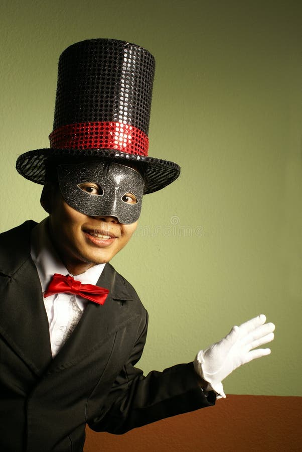 Happy showman in tophat stock image. Image of black, malay - 7551097