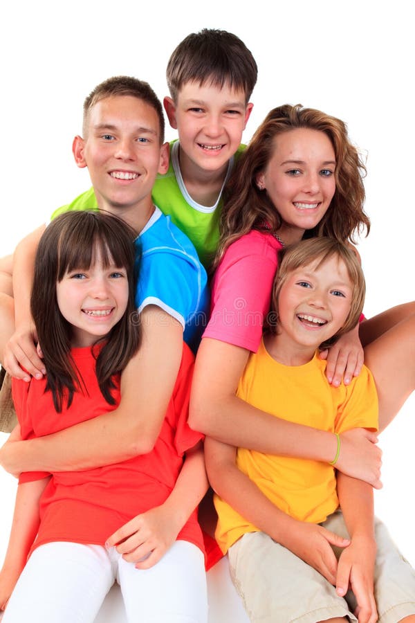 Happy siblings stock photo. Image of faces, five, kids - 18768826