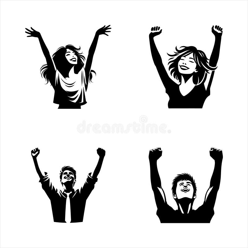 Happy Silhouette Vector, Joyful Outline Design Eps Stock Vector ...