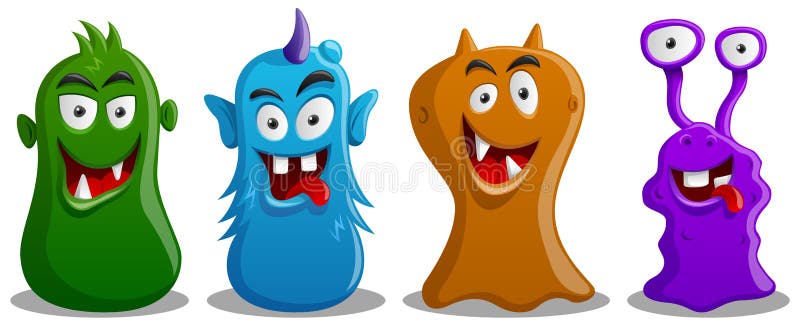 Happy Silly Cute Monsters Set Stock Vector - Illustration of humor ...