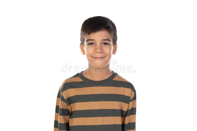 Happy Small Child with Striped Jersey Stock Photo - Image of innocence ...