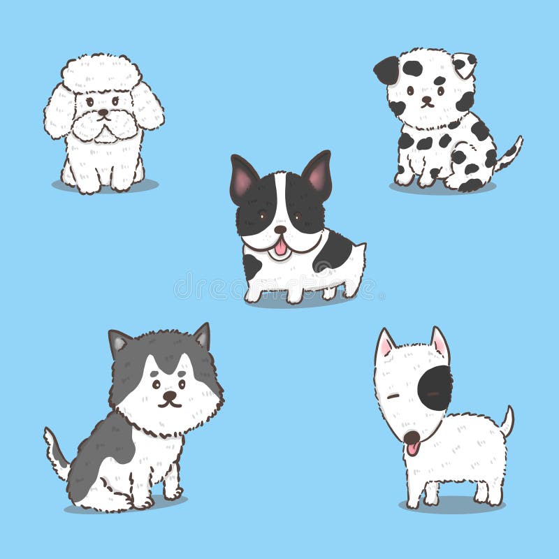 Happy Small Cute Cartoon Dog Premium Set Stock Illustration ...