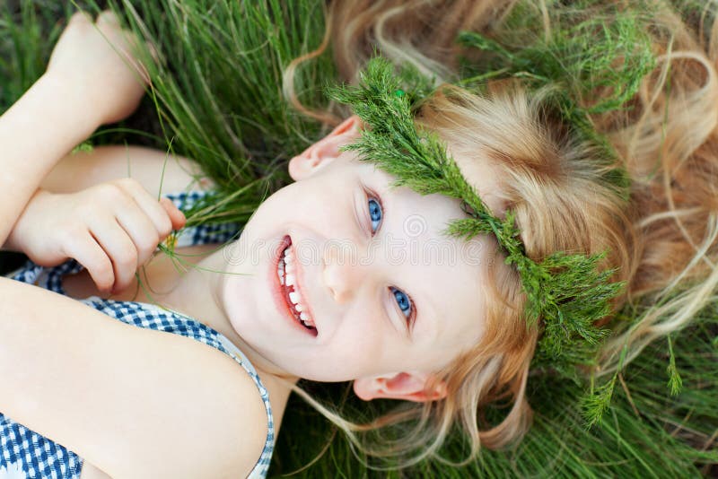 Happy small girl stock photo. Image of field, blond, childhood - 30843410