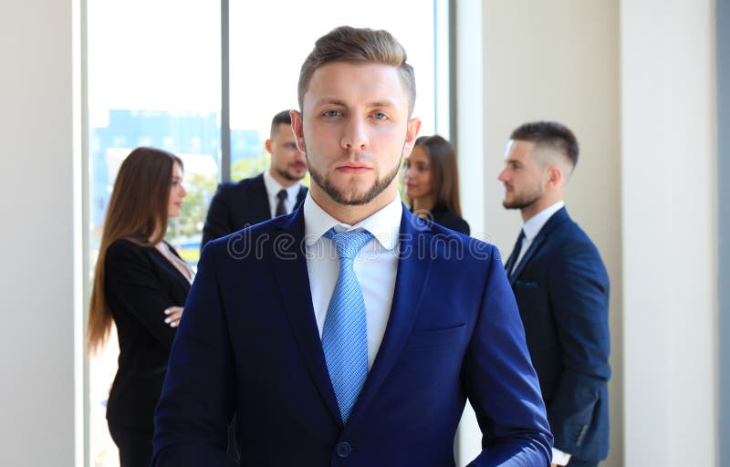 Happy smart business man stock photo. Image of background - 78544258