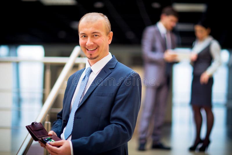 Happy smart business man stock photo. Image of looking - 50039438