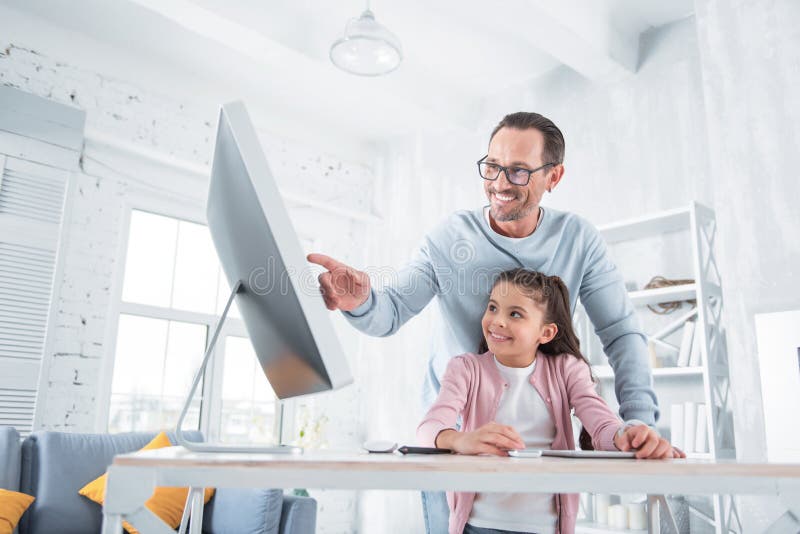 Happy Smart Girl Doing the Task Stock Image - Image of contemporary ...