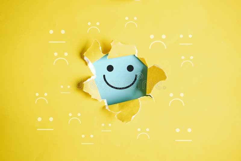 Happy Smiley Face Hiding or Behind Sad Face, Change Emotion Bipolar and ...