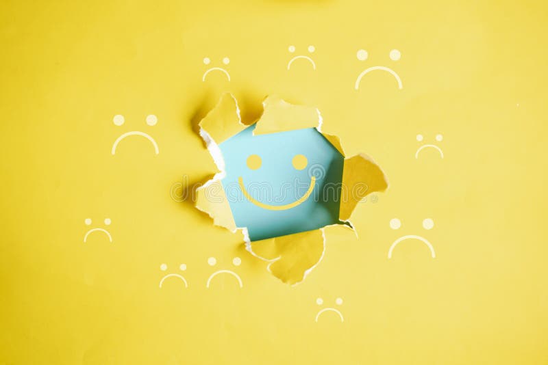 Happy Smile Face Inside among Sad Face Positive Mindset Change Bipolar ...