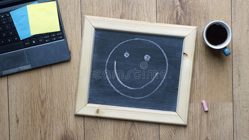 Happy. Smile Written at the Office Stock Image - Image of desk, drawn ...