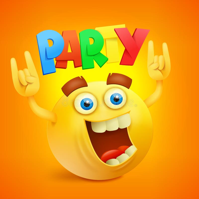 Happy Smiley Emoticon Yellow Face. Party Concept Icon Stock ...