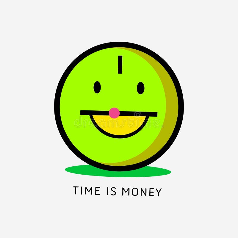 Happy Smiley Face Clock with the Text Word Phrase Time is Money Vector ...